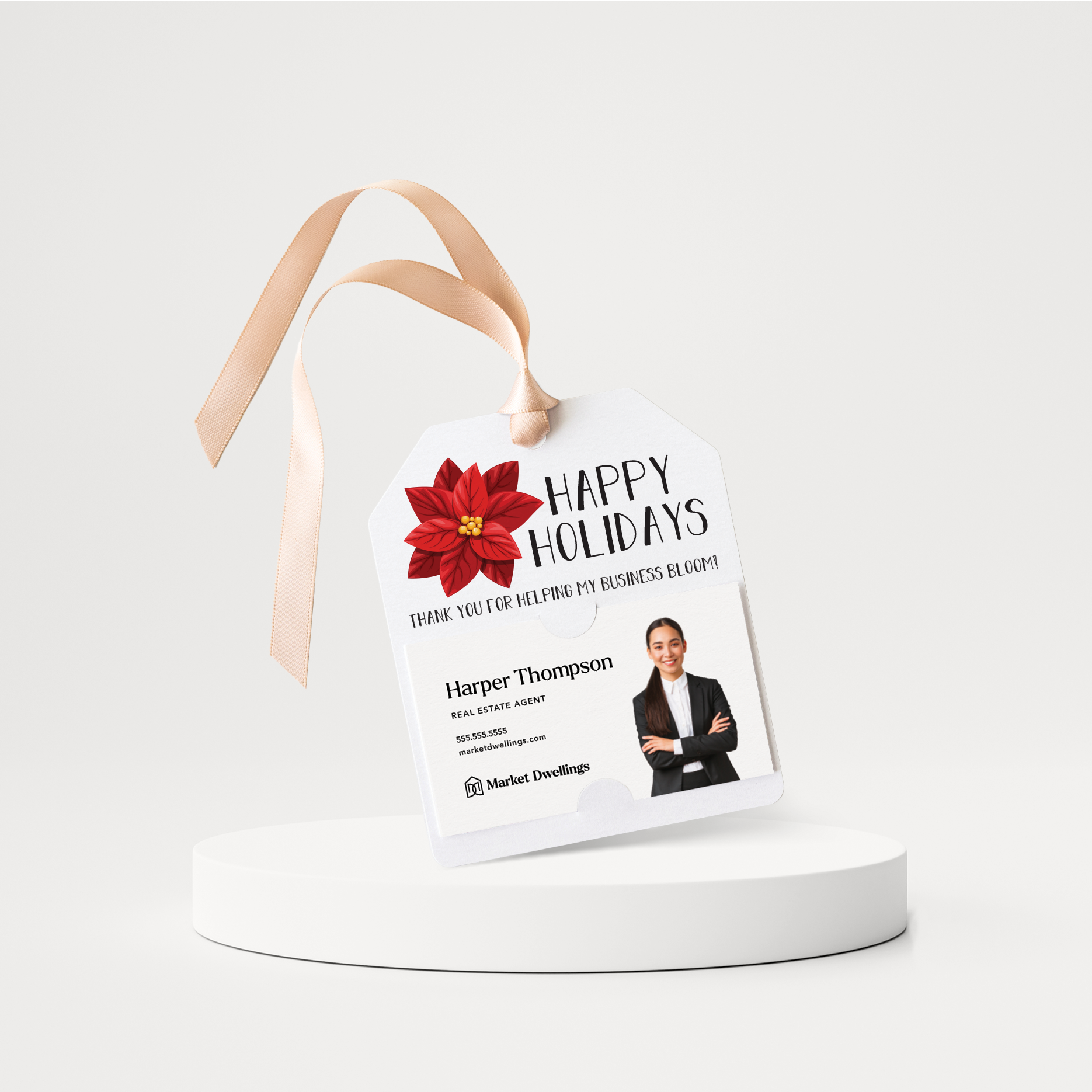 Happy Holidays with Poinsettia Gift Tags | Christmas | Pop By Gift Tag ...