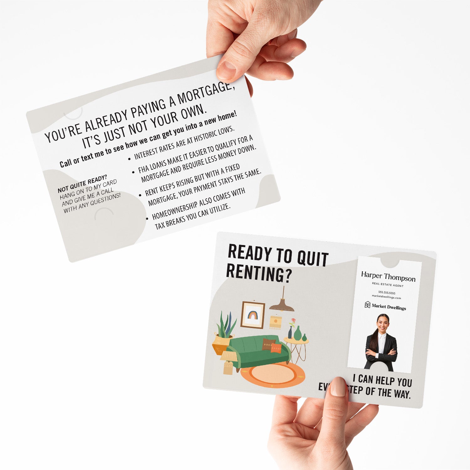 Vertical | Set of "Ready to Quit Renting?" Double Sided Mailers | Enve ...