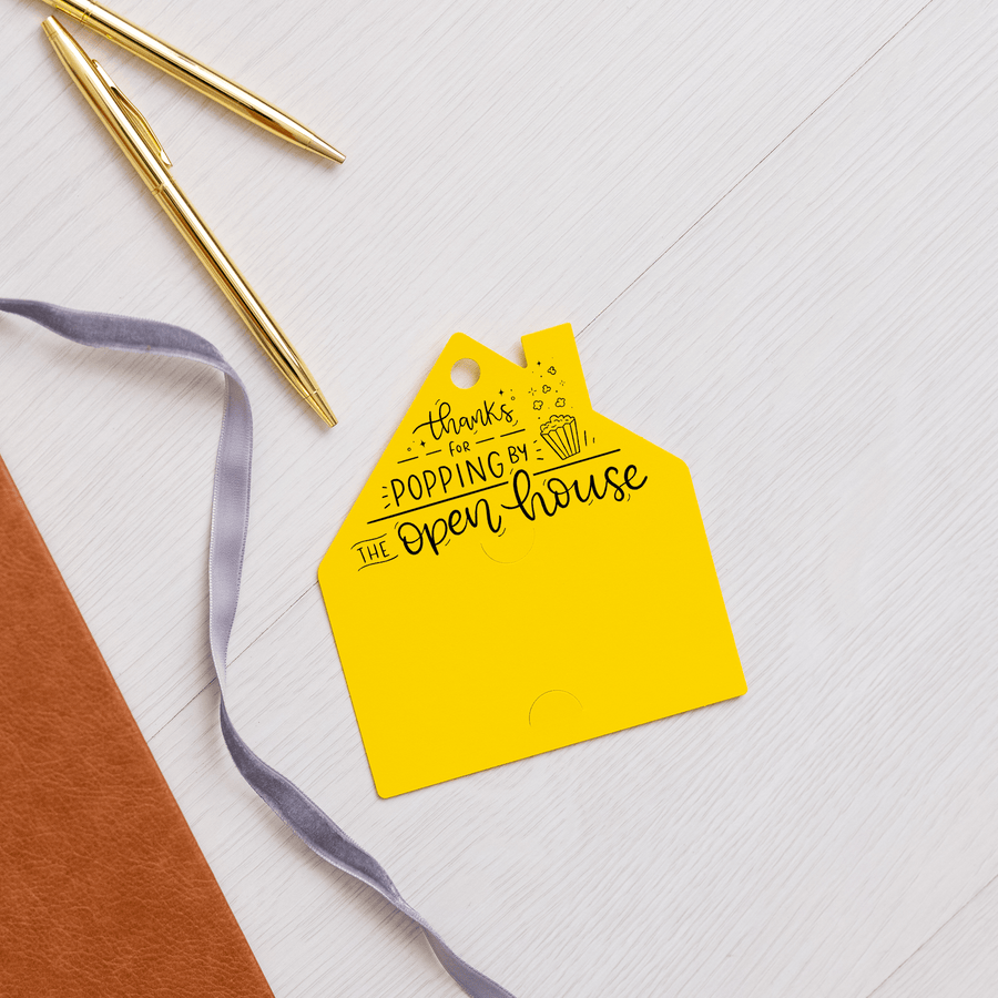 Thanks for Popping By the Open House | House Shaped Pop By Gift Tags ...