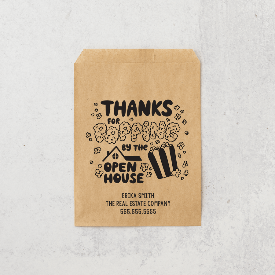 Customizable | Set of "Thanks for Popping By the Open House" Bakery Ba ...