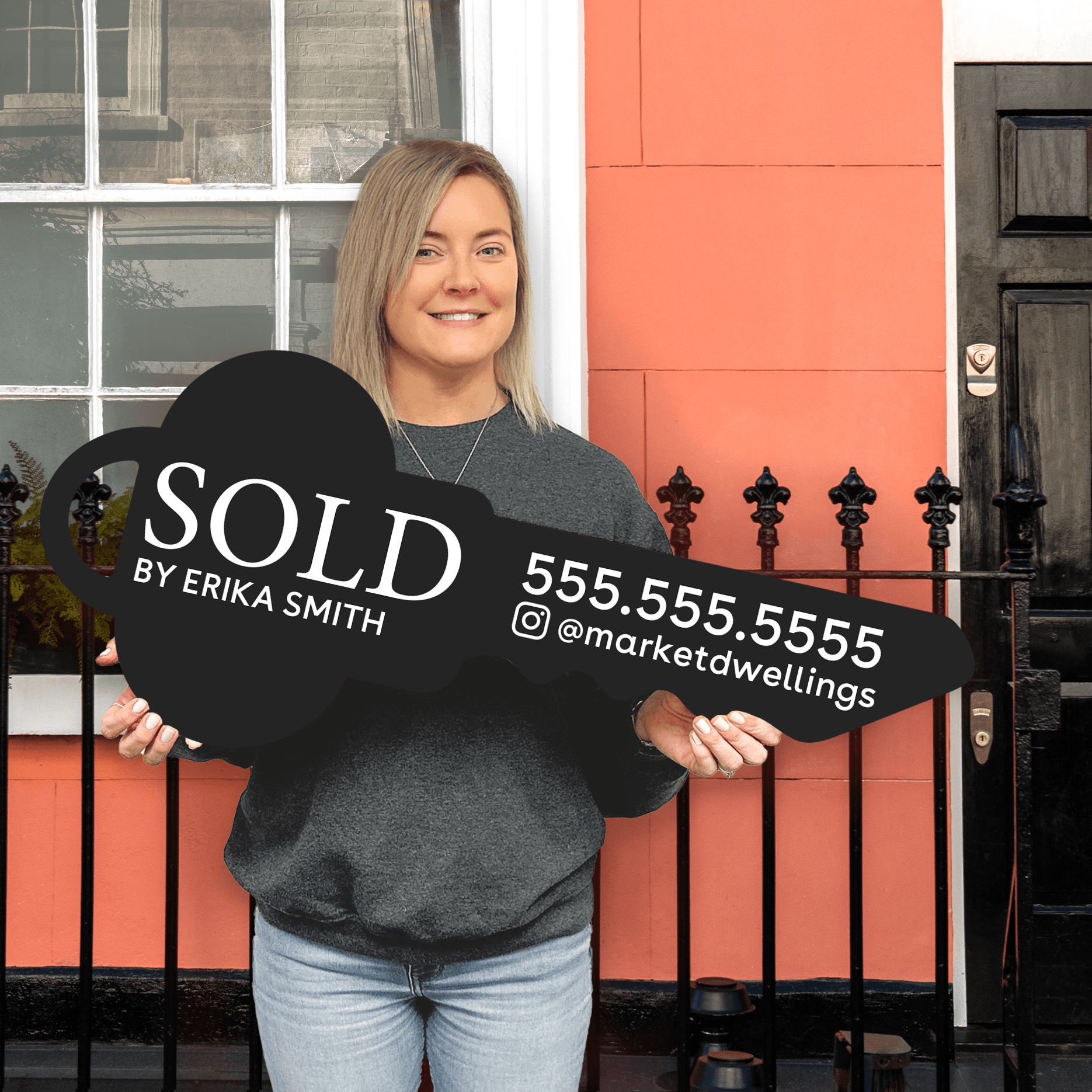Customizable | Sold Real Estate Key Sign | Photo Prop | DSY-13-AB – Market Dwellings