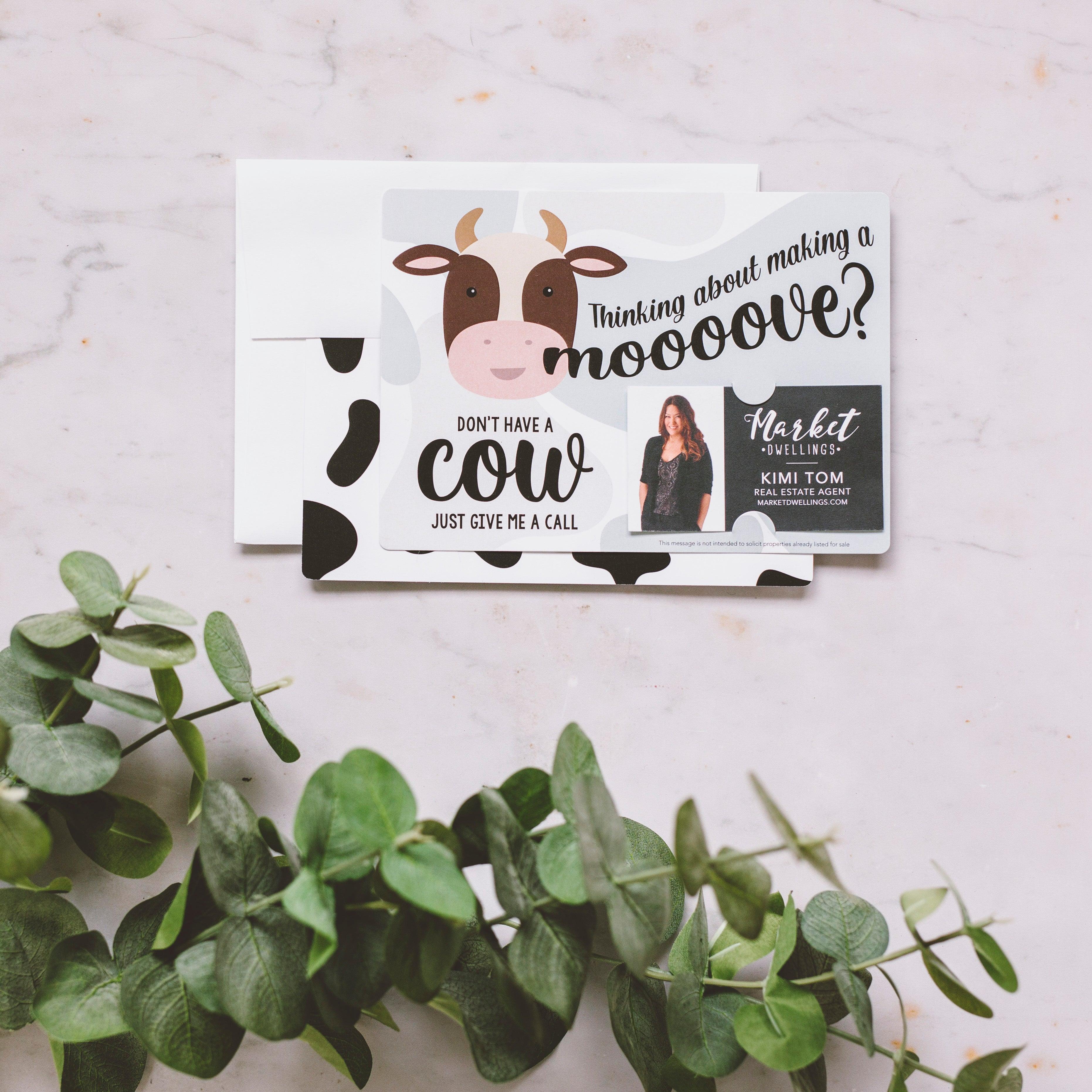 Set of "Thinking of Making a Moooove" Double Sided Cow MOO Mailers | E ...