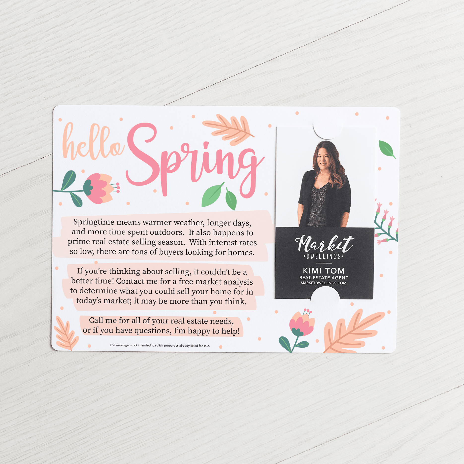 Set of "Hello Spring" Colorful Real Estate Mailer | Envelopes Included ...